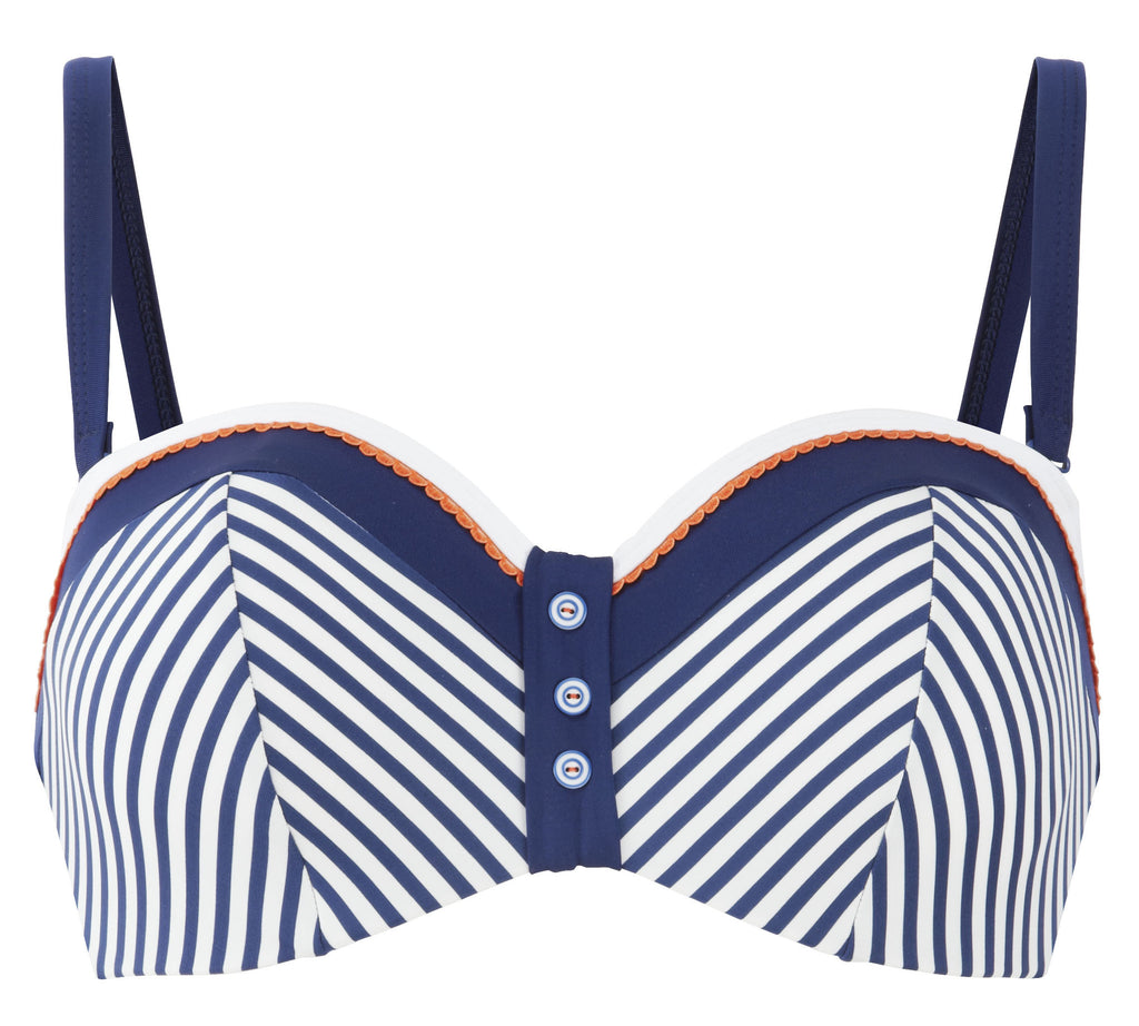 Cleo Swim Lucille Navy Stripe Bandeau Bikini Cw0063 Poinsettiastyle