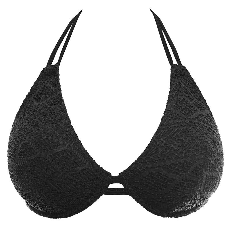 Freya Swim Sundance Halter Bikini Top Black Crochet | AS3971BLK ...